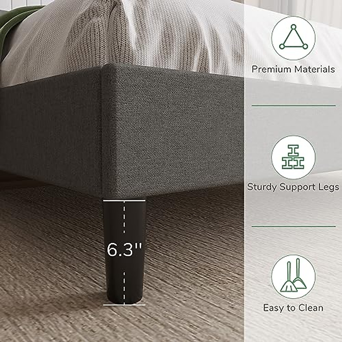 Novilla Full Size Bed Frame No Box Spring Needed with Adjustable Headboard Upholstered Platform Bed with Strong Wooden Slats, Easy Assembly, Light Grey