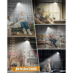 YIKBIK LED Floor Lamp for Bedroom, 24W 2400LM 74 Inch Standing Lamp with 3 Color Temperatures, Modern floor Reading Lamp with Remote & Touch Control, Adjustable gooseneck floor lamp for Office Reading