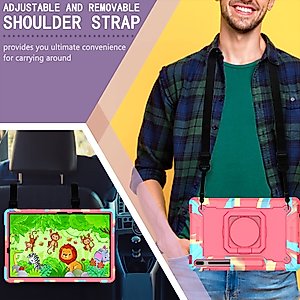 Galaxy Tab S8 Plus Case/Galaxy Tab S7 FE 5G Case Kids/Tab S7 Plus Case 12.4" SM-T738, Dteck Shockproof Case with 360°Swivel Kickstand Case for Samsung Galaxy Tab S8+/Tab S7 FE/Tab S7+, Rainbow & Rose