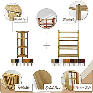 Casual Home 3-Shelf 27.5" Wide Folding Stackable Bookcase, Honey Oak (New)