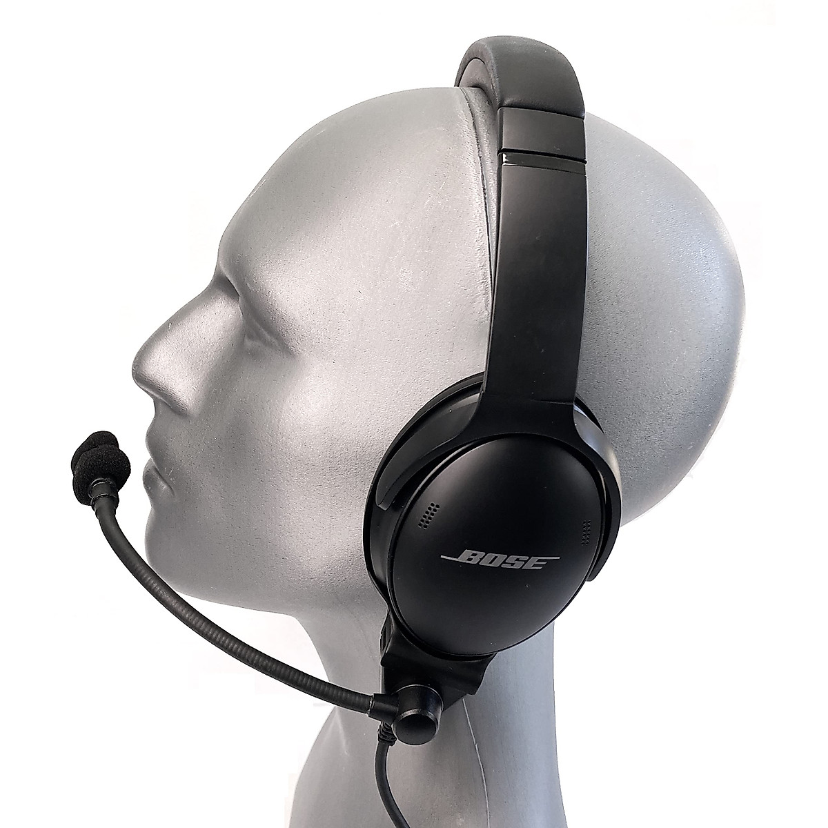 Crystal Mic Pro Lightning with TSOd Intricon Microphone. Compatible with BoseQC45 Noise Cancelling Headphones. Transforms Your Headphone into ANR Aviation Headset.