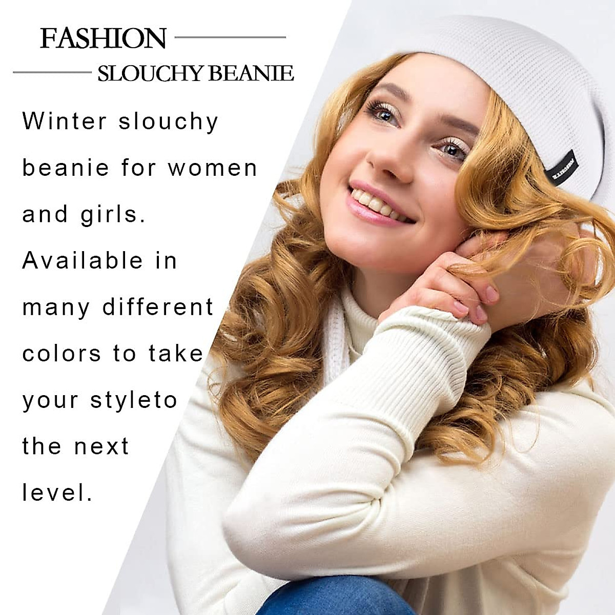 Ruphedy Women Slouchy Beanie Hat Knit Long Baggy Slouch Skull Cap for Winter (Solid-Black)