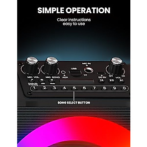 Karaoke Machine with Two Wireless Microphones, Portable Karaoke Machine for Adults & Kids, Portable Bluetooth Speaker with PA System, LED Lights, Supports TF Card/USB, AUX in, FM, USB,TWS (Black)…