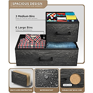 Sorbus Dresser with 9 Faux Wood Drawers - Storage Unit Organizer Chest for Clothes - Bedroom, Hallway, Living Room, Closet, & Dorm Furniture - Steel Frame, Wood Top, & Easy Pull Fabric Bins