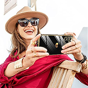 LeYi for Samsung Galaxy A13 5G Case: with Screen Protector [2 Pcs]+ Full Camera Protection, Love Heart Plating Girly Women Cute Luxury Soft TPU Case for Samsung A13 5G, Black