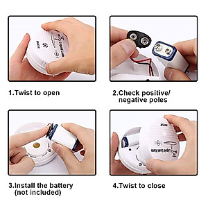 WER Water Leak Alarm Sensor, Battery Operated Leak Alert, 90dB Water Detector for Basements, Bathrooms, Laundry Rooms, Kitchens, Garages and All Office Areas (Shipped Without Battery, 4 Pack)