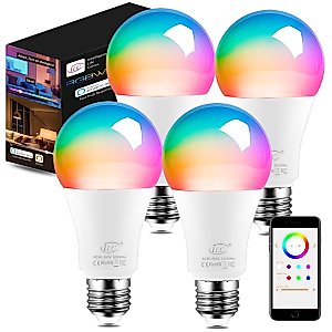 ILC Alexa Light Bulbs (130 Watt Equivalent) Smart Light Bulbs Work with Alexa Required Echo Device, 1300 Lumens, Color Changing Warm White 2700K, 13W Bright LED Bulbs (4 Pack)