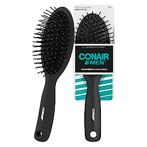 ConairMen Hair Brush - Mens hair brush - Mens Hairbrush for Everyday Brushing with Wire Bristles and Cushion Base - Mens Brush for All Hair Types - Black