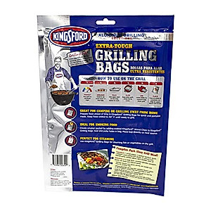 Kingsford Heavy Duty Aluminum Grill Bags, 4 Pack | Foil Packets for Grilling, Recyclable And Disposable Grilling Accessories | Foil Bag Measures 15.5" x 10" | Foil Grilling Bag, Grilling Bags