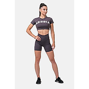 NEBBIA Short Sleeve Sporty Crop Top 584 Maroon