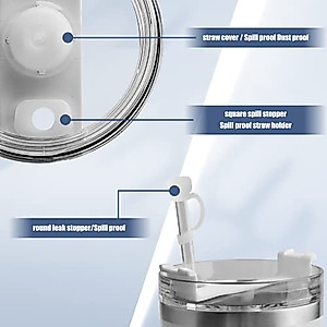 Spill Proof Stopper Silicone, 9Pcs Tumbler Accessories Compatible with Stanley Cup 1.0 40oz/ 30oz, 3 Straw Cover Cap, 3 Square Spill Stopper and 3 Round Leak Stopper (for Stanly 1.0)