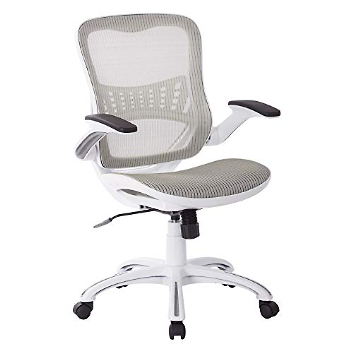 OSP Home Furnishings Riley Ventilated Manager's Office Desk Chair with Breathable Mesh Seat and Back, White Base with Blue