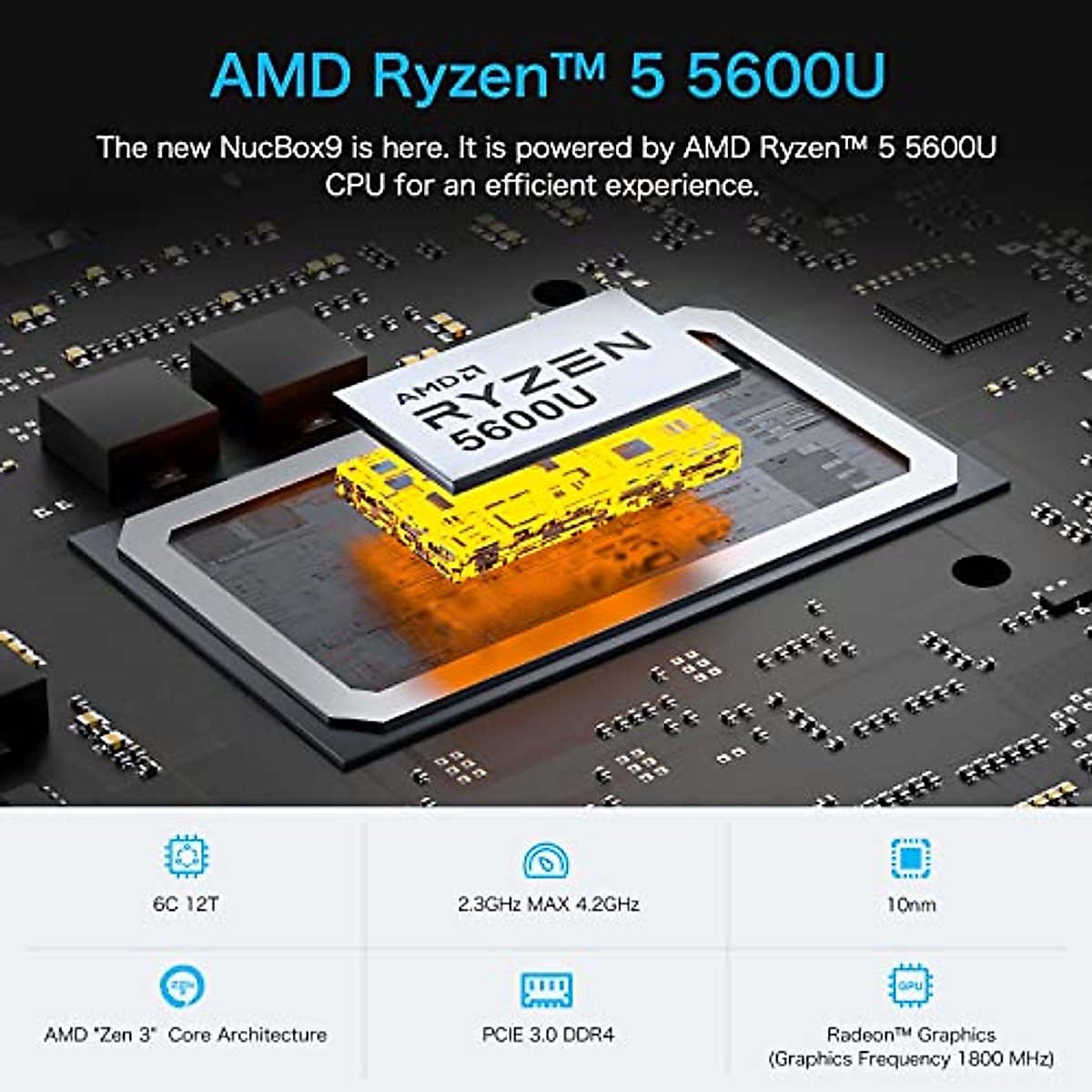 GMKtec Mini Gaming PC AMD Ryzen 5 5600U(6C/12T, 4.2 GHz), Mini Gaming Computer 16GB DDR4 512GB M.2 SSD Windows 11 Pro Desktop Computer, 4K Triple Displays BT5.2/WiFi 6