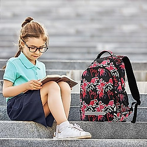 Sletend Kids Backpack Lightweight Bookbag in Prints for School Red Black Print Large Capacity School Boys Girls Backpack for Kids, Water-Resistant Bookbags Student School Bag