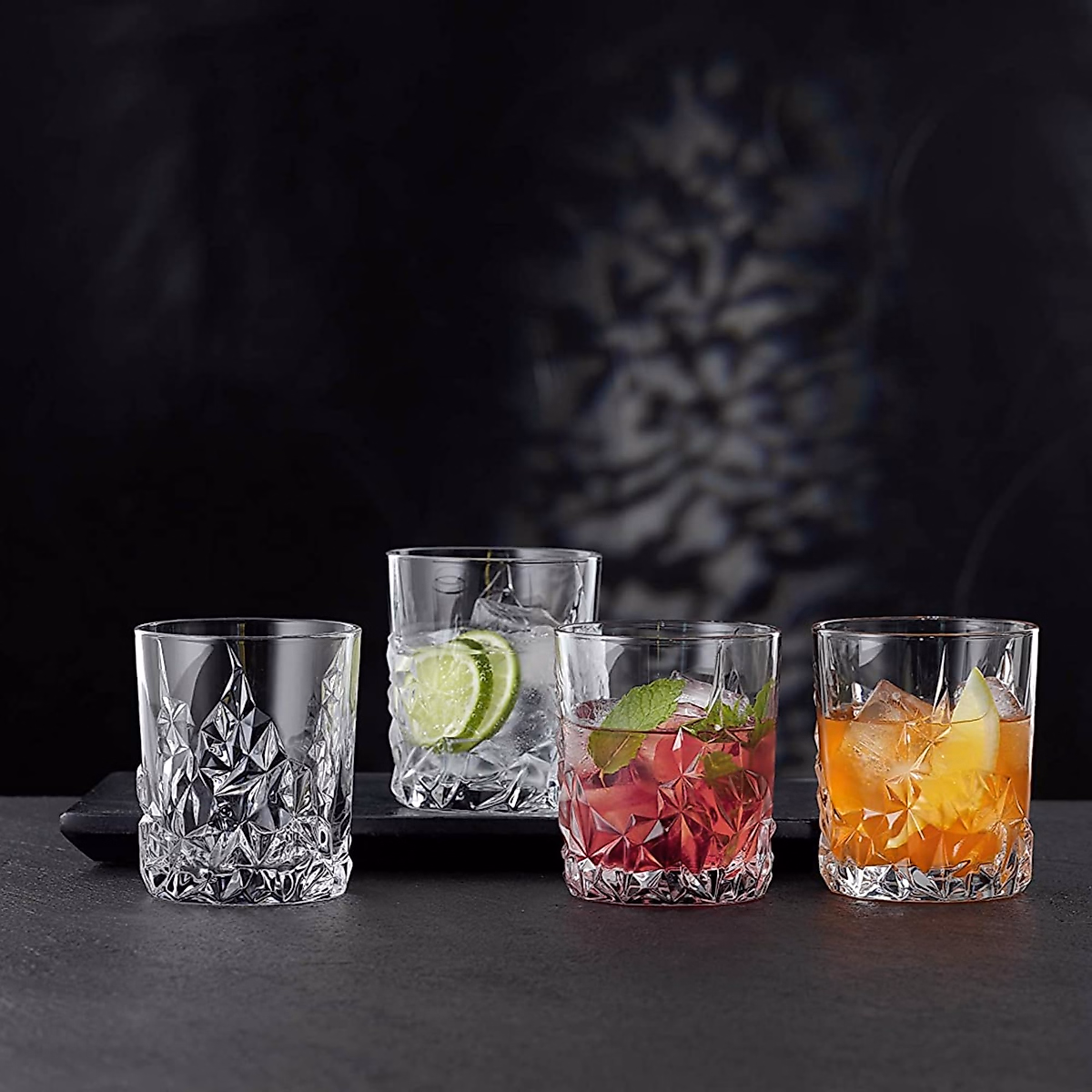 Nachtmann Sculpture 12oz Whiskey Tumbler (Set of 4) - Heavy Base Crystal Glass for Scotch, Bourbon, Cocktails, Liquor, Elegant & Durable Barware, Dishwasher Safe - Modern Glassware Set