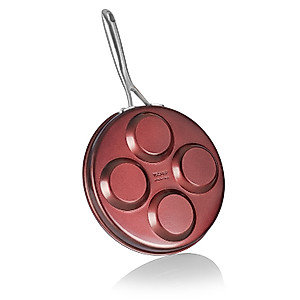 TECHEF - Eggcelente Pan, Swedish Pancake Pan, Plett Pan, Multi Egg Pan, 4-Cup Egg Frying Pan, Nonstick Egg Cooker Pan, Dishwasher Safe, Oven Safe, Stay Cool Handle, (Made in Korea) (Purple)