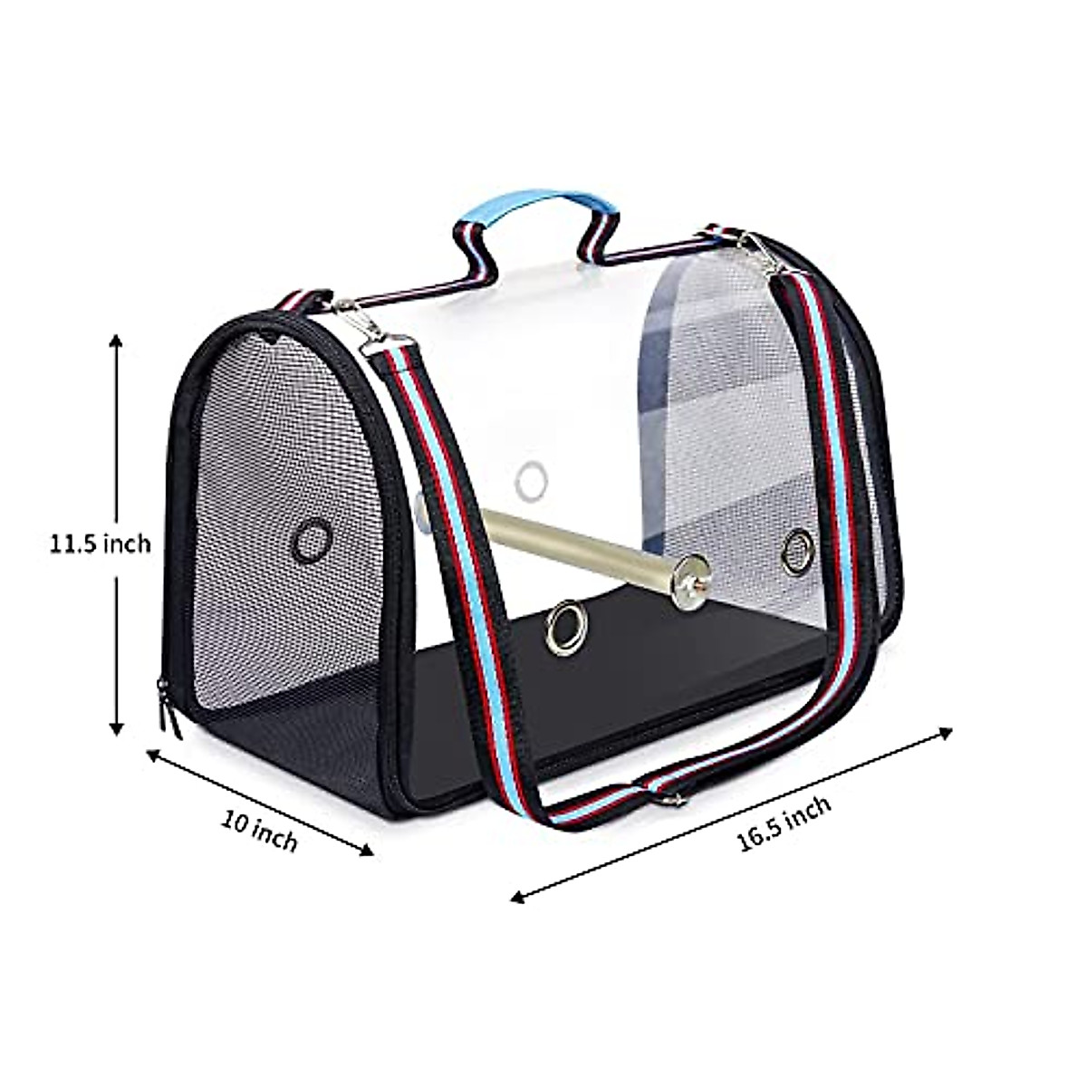 SinHuo Bird Carrier for Parrot Travel Cage Bag Carriers, Lightweight Transparent Breathable Portable Outdoor Birdcages Bird Bag for Budgies, Small Bird Cages with Wood Stand (Blue)