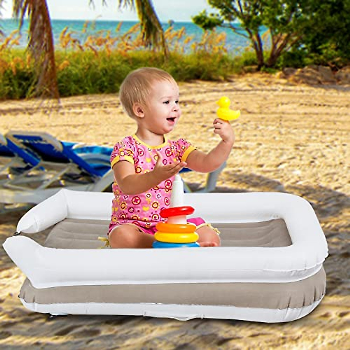 AJEE Inflatable Toddler Airplane Travel Bed, Baby Airplane Bed with Manual Inflatable Pump, Fits Most Airplane Economy Seats, Unique Shape & Storable, Kids Airplane Travel Essentials