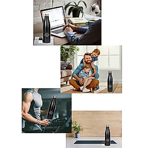 Best Dad Ever Black Water Bottle Stainless Steel & Vacuum Insulated Water Bottle Thermos for Hot & Cold Water, 17 oz Reusable Metal Bottle