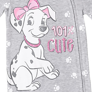 Disney Classics 101 Dalmatians Bambi Newborn Baby Girls 3 Pack Sleep N' Play Coveralls White/Pink/Gray 3-6 Months