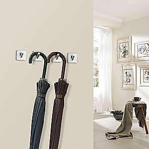 Fotosnow Adhesive Towel Hooks Heavy Duty Towel Hanger Anti-Skid Waterproof Stainless Steel Stick on Shower No Drill Hooks for Hanging-Bathroom and Kitchen 4 Packs