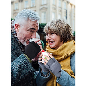 SATINIOR 6 Pairs Women Convertible Gloves Winter Flip Fingerless Mittens Thick Knitted Half Finger Gloves with Cover(Black, White, Gray, Rose Red, Red, Royal Blue)