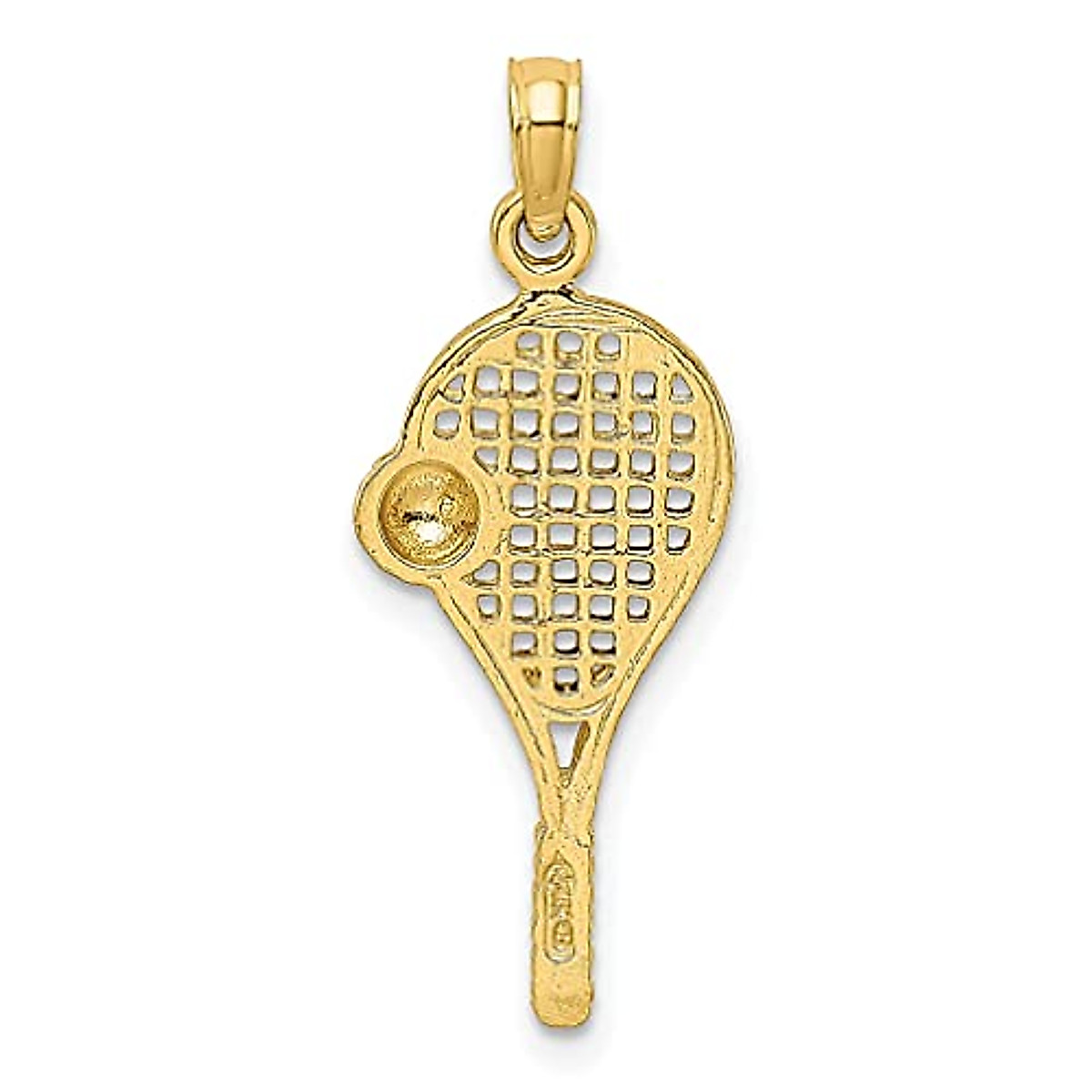 IceCarats 14K Yellow Gold Tennis Racquet Necklace Charm Sports Pendant 28mm x 10mm Only