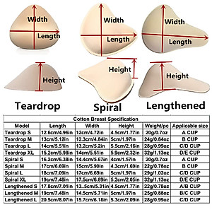 Ninery Ave 1 Pair Cotton Breast Forms Light Ventilation Sponge Boobs for Women Mastectomy Breast Cancer Support