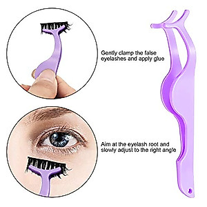 48 Pieces False Eyelash Applicator Tool Plastic Eyelashes Extension Tweezers Fish Tail Clip Tweezers Eyelashes Clip for Lashes Application and Removal (Mix Colors)