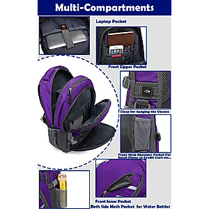Backpack Bookbag for School College Laptop Travel Student ,Fit Laptop Up to 15.6 inch with USB Charging Port Multi Compartment Anti theft, Gift for Women Men (Purple)