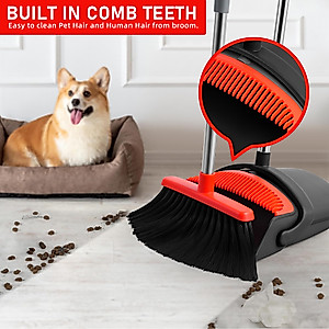 BSKLIN Broom and Dustpan Set House Brooms for Sweeping Indoor Collapsible Broom and Dust Pan Combo for Home Office Kitchen Lobby Floor Pet Hair Indoor&Outdoor Cleaning