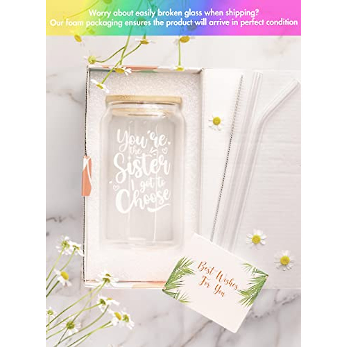 Birthday Gifts For Women - Best Friend Giftss for Women – Female Friendship Gifts, Sisters Gifts From Sister - Funny Bday Presents Unique Gifts For Her, BFF, Bestie, Soul Sister - 16 Oz Coffee Glass