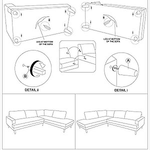 ASHCROFT Aplee Mid-Century L-Shaped Pillow Back Fabric Right-Facing Sectional in Gray