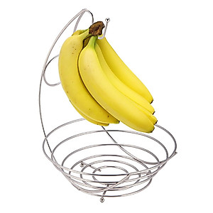 Home Basics Satin Nickel Fruit Bowl with Banana Tree