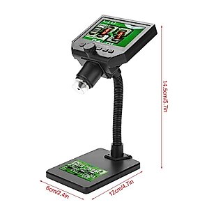 Digital Microscope kit, 100-240V Portable 4.3" G600 1-600X Magnifier 1080P LCD Digital Microscope Lithium Battery High Brightness 8 LEDs, Support Inserting Memory Card(US)