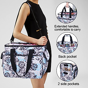 CURMIO Knitting Bag, Yarn Storage Tote with Compartments for Knitting Needles, Crochet Hooks, Knitting Project and Accessories, Bag Only, Dandelion