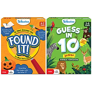 Skillmatics Found It Indoor Edition & Guess in 10 Junior Animal Kingdom Bundle, Fun Family Games, Ages 3 to 7