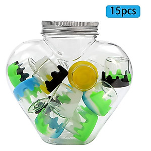 YOHOSA Glass Wax Container Concentrate Jar with Silicone Lids silicone containers for wax 6ml 15pcs （Color mixing）