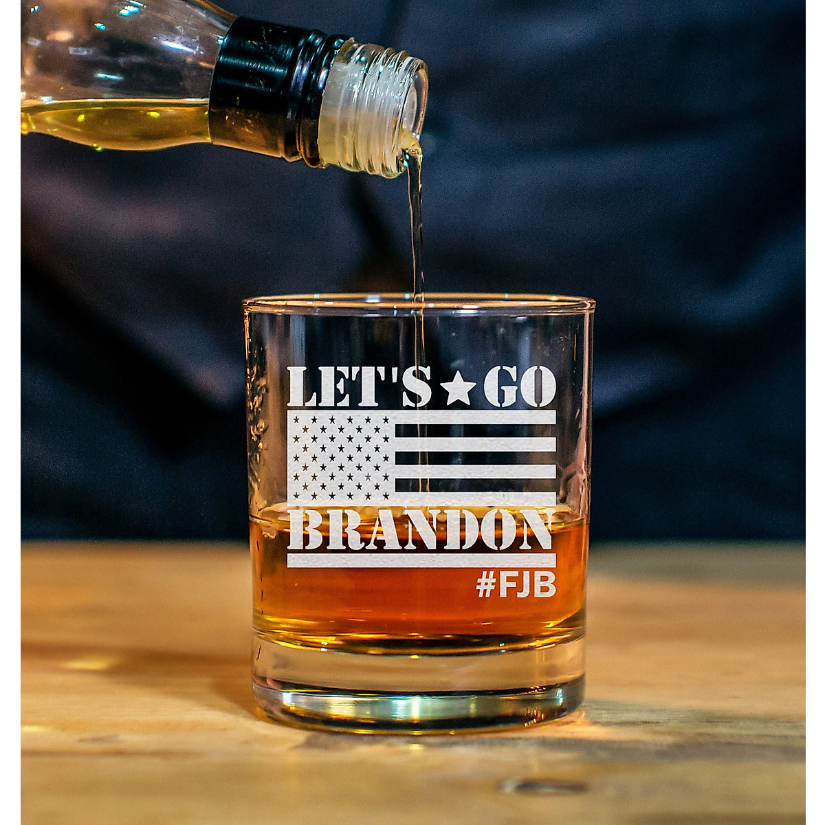 CARVELITA Let's Go Brandon 11oz Laser Engraved Christmas Whiskey Glass, FJB Old Fashion Rocks Glass, Gift For Republican or Conservative, Lets Go Brandon, Patriot Gifts