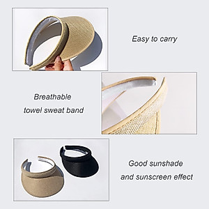 jecvxor Cloth Covered Slip-On Visor for Women, Adjustable Cap Sports Sun Visors for Men, Women's Clip On Golf/Tennis/Running Visor Hat (Black)