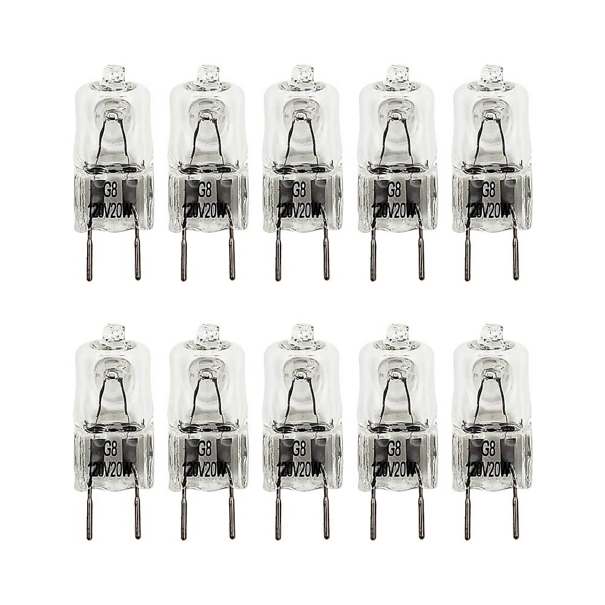 Vstar® G8 120V 20W 2700K Warm White,G8 JCD Type Halogen Bulbs,Dimmable,Pack of 10