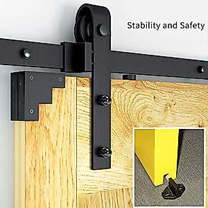 Signstek Sliding Barn Door Hardware Kit 6.6 FT Heavy Duty-Smoothly and Quietly- Easy to Install with Door Hook and 2 Handles - Fit 1 3/8-1 3/4" Thickness – Black (J Shape Hanger)