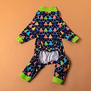 LovinPet Large Dog Pjs Post Surgery Wear/Triangles Blizzard Blue Prints/Post Surgery Shirt/UV Protection, Pet Anxiety Relief, Wound Care for Large Dog Onesies