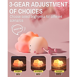 Night Light for Kids Rechargeable LED, 3-Level Dimmable Nursery Nightlight, Food Grade Silicone Squishy Lamp Perfect Bedside Touch Lamp with 30 Mins Timer for Breastfeeding, Toddler, Baby Décor