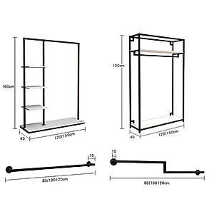 JIAO PAI Garment Racks Metal Coat Rack, Vertical Heavy Clothing Tidy Rails Boutique Clothing Store Storage Display Stand Multifunction Save Space Sturdy Long skirt and jacket stand