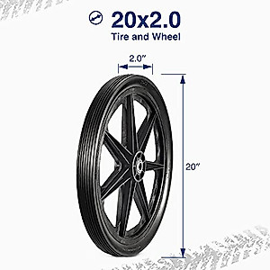 MaxAuto 20x2.0 Rim Flat Free Cart Tire Assembly for the Rubbermaid Garden Yard Cart, 2 Pack