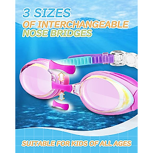Victoper Kids Swim Goggles, 2 Pack Anti Fog&UV Swimming Goggles for Child 3-15, No Leaking Swim Goggles for Boys Girls