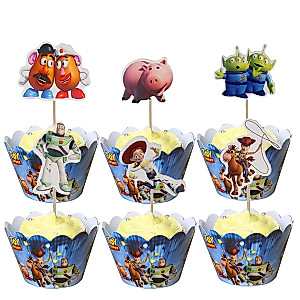 48pcs Toy inspiration story Cake Toppers ,Kids Birthday Party Cake Decoration Supplies