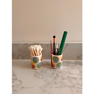 Home Haven Qtip Holder - Boho Mandelas Design - Q Tip Holder for Bathroom, Floss Pick Holder, Cotton Swab Holder, Bathroom Sink Decor, Flosser Holder, Bathroom Vanity Decor, Cute Bathroom Decor