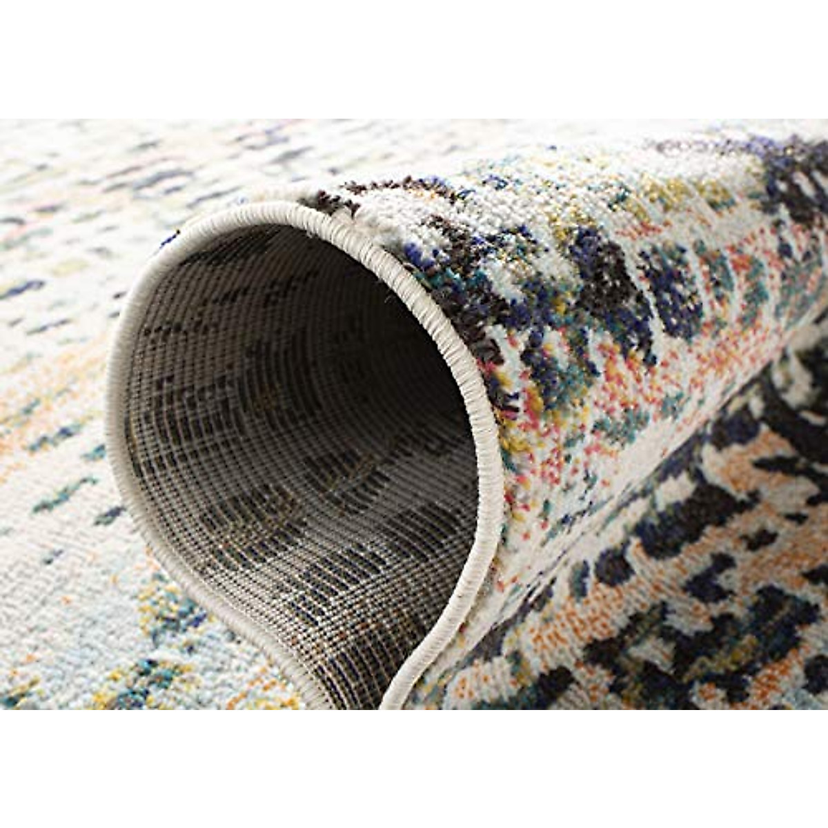 SAFAVIEH Madison Collection Accent Rug - 2'2" x 4', Beige & Navy, Modern Abstract Design, Non-Shedding & Easy Care, Ideal for High Traffic Areas in Entryway, Living Room, Bedroom (MAD454A)